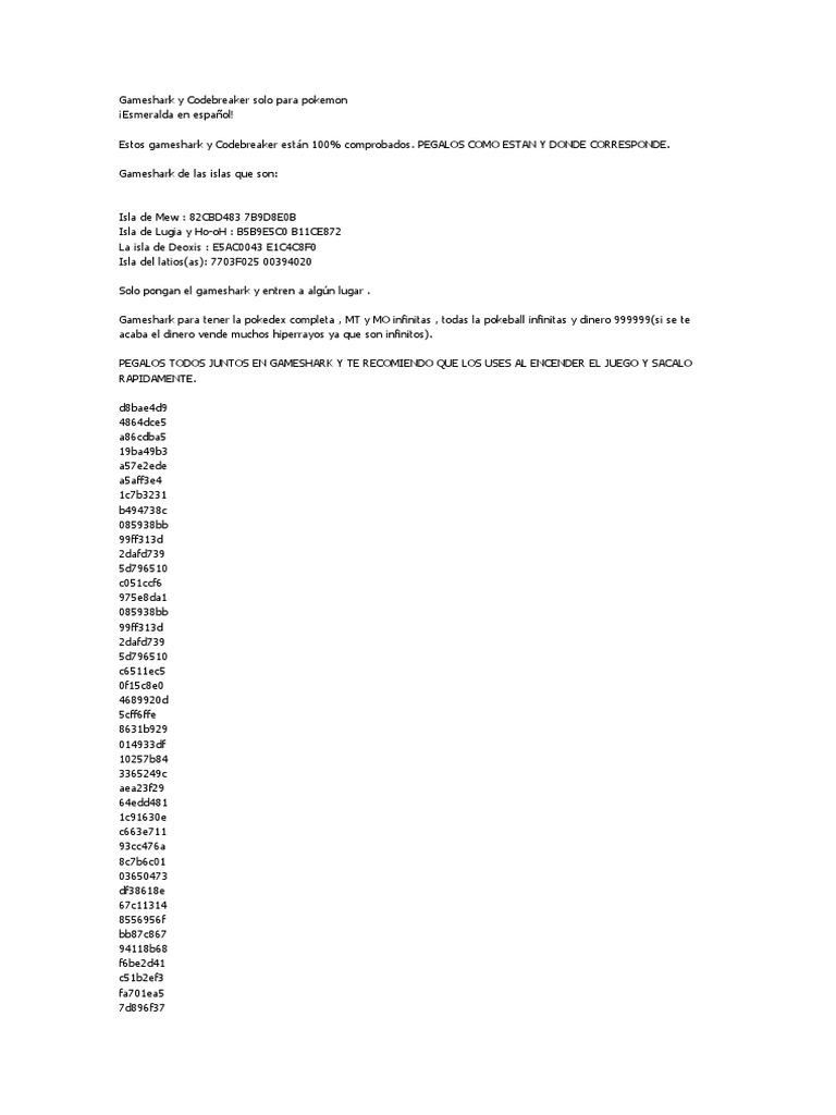 Claves Pokemon Esmeralda | PDF | Pokémon | Personajes de fantasía