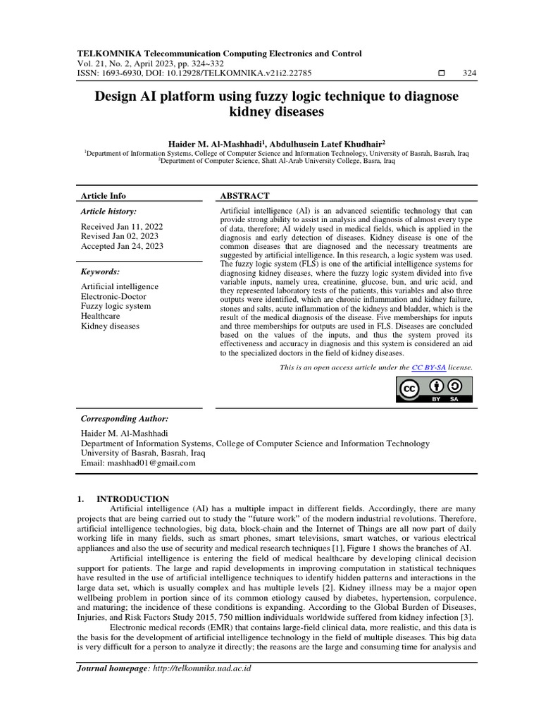 Design AI Platform Using Fuzzy Logic Technique To Diagnose Kidney ...