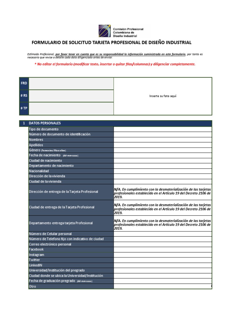 16 01 2023 Formulario de Solicitud TP CPCDI F003 v1 2023 | PDF
