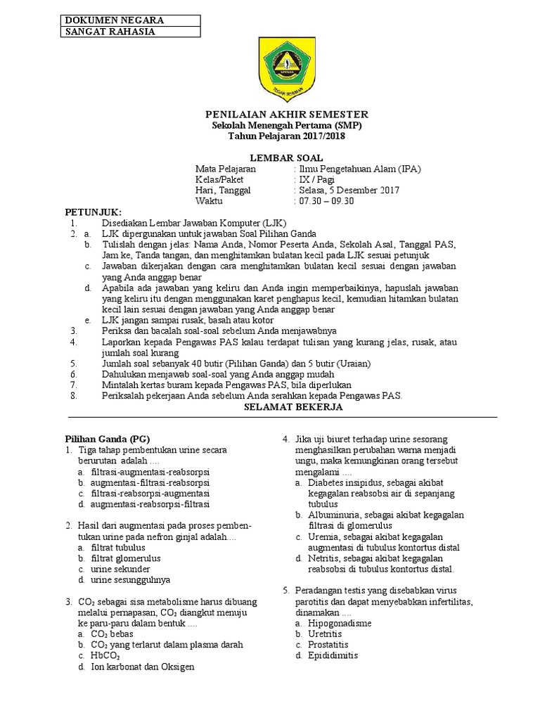Soal PAS IPA 9 | PDF