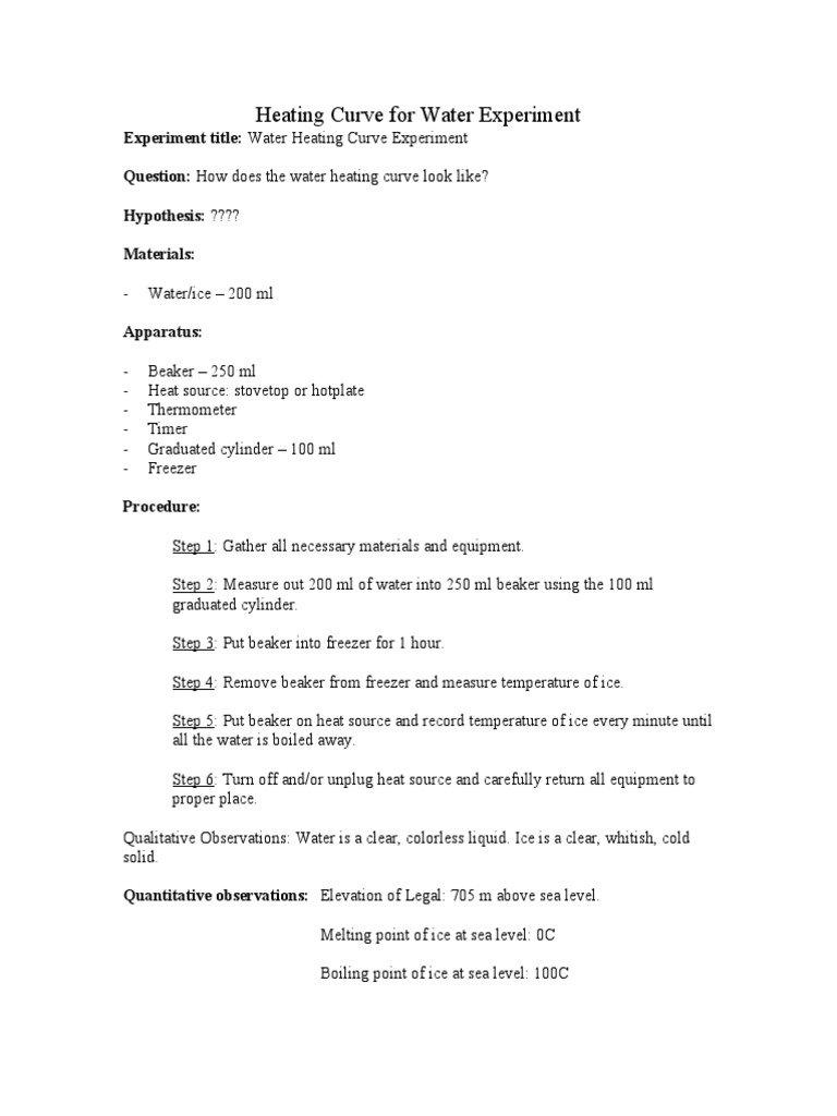 Heating Curve Experiment Pdf Water Temperature