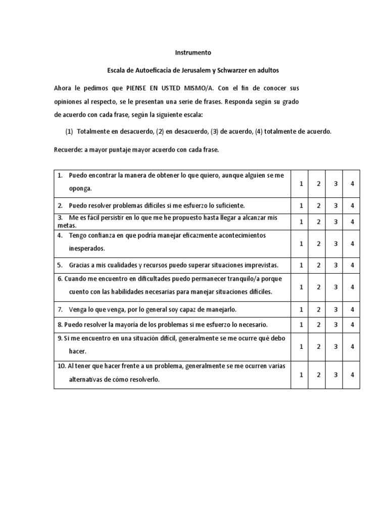 Instrumento Autoeficacia | PDF