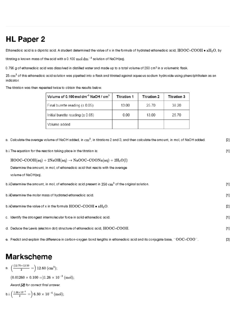 Titration Analysis of Hydrated Ethanedioic Acid | PDF | Acid | Oxide