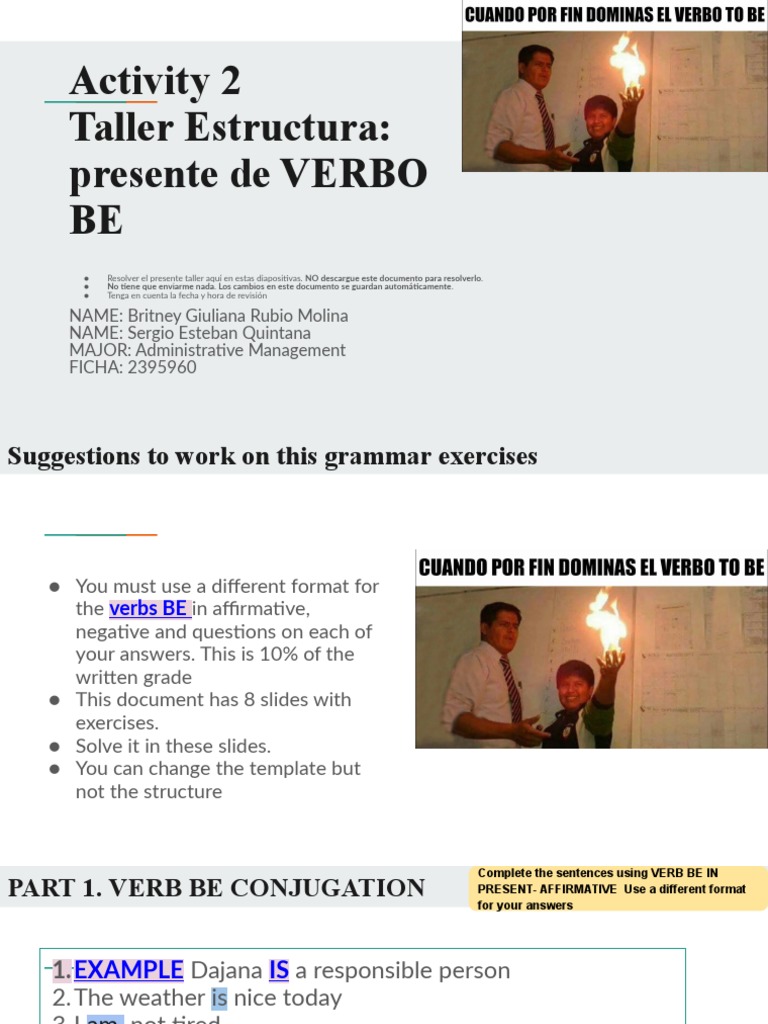 960 Activity 2 - Verb Be Structure Taller | Download Free PDF ...