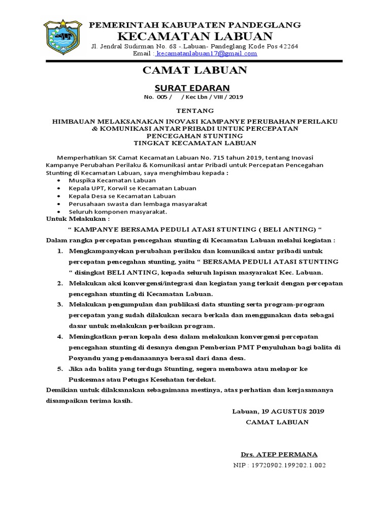 Surat Edaran Stunting | PDF
