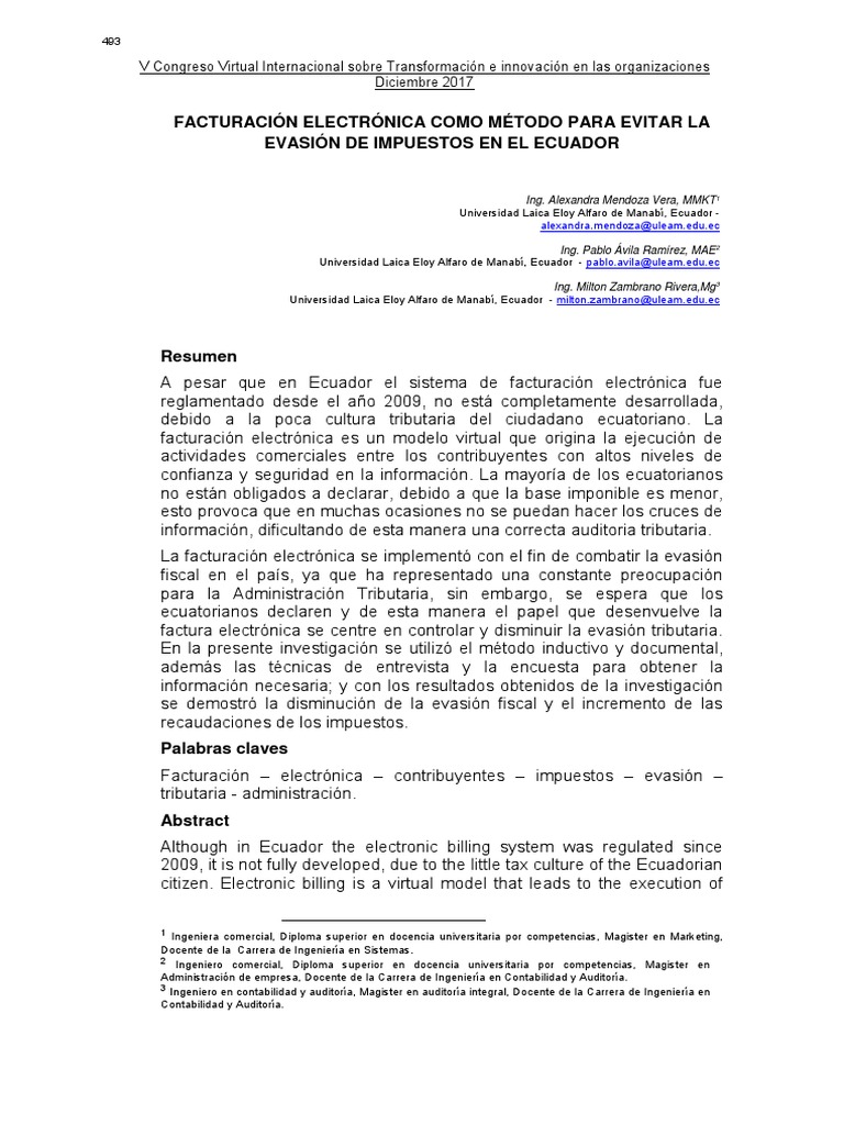 Facturación electrónica como método para evitar la evasión de impuestos en Ecuador | PDF ...
