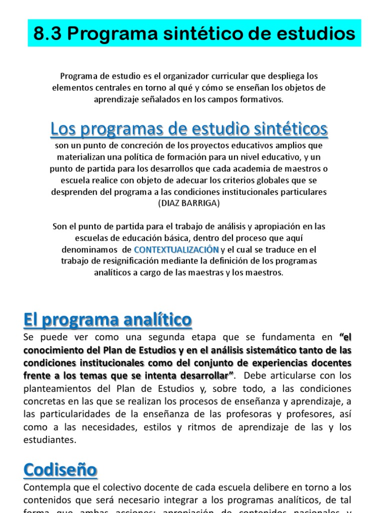 Programa Sintetico Exposicion | PDF | Educación de la primera infancia | Plan de estudios
