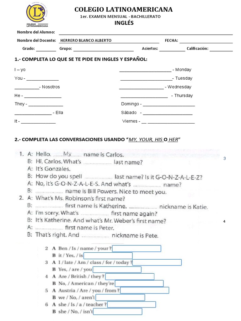Examen Ingles Pdf