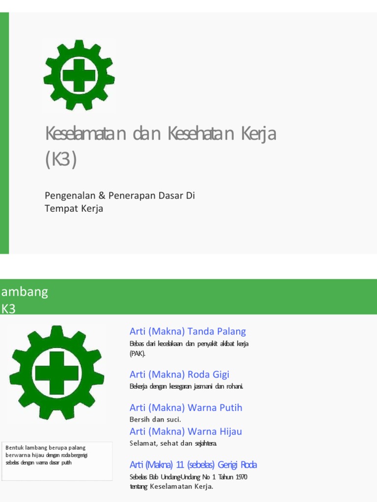 Presentasi Dasar Dasar Keselamatan Dan Kesehatan Kerja K3 | PDF