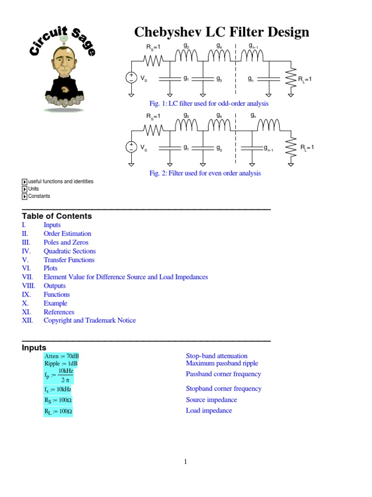 Chebyshev LC Filter Design: R 1 G G G | PDF | Control Theory ...