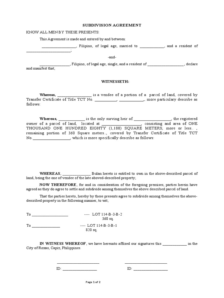 Subdivision Agreement | PDF | Notary Public | Justice