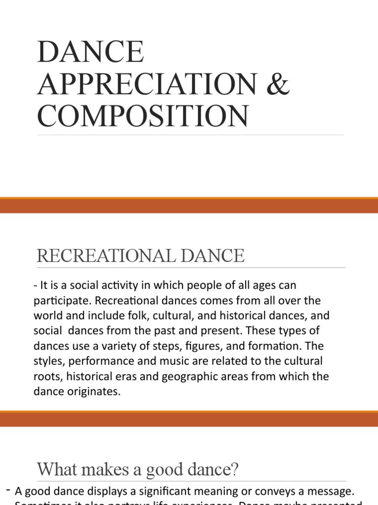 Dance Appreciation & | PDF | Dances | Choreography