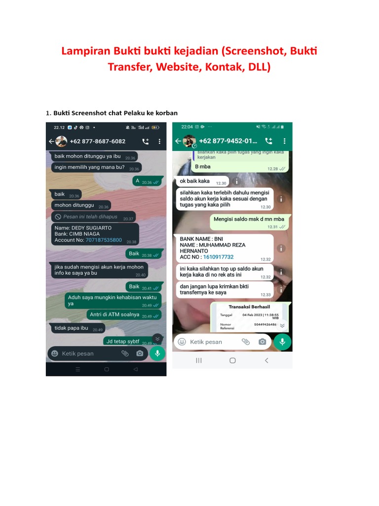 Lampiran Bukti Bukti Kejadian | PDF