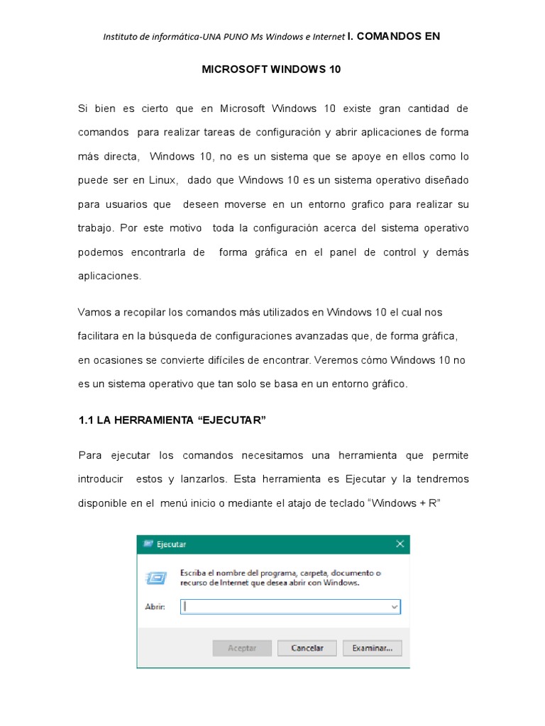 Comandos Esenciales en Windows 10 | PDF | Windows 10 | Archivo de ...