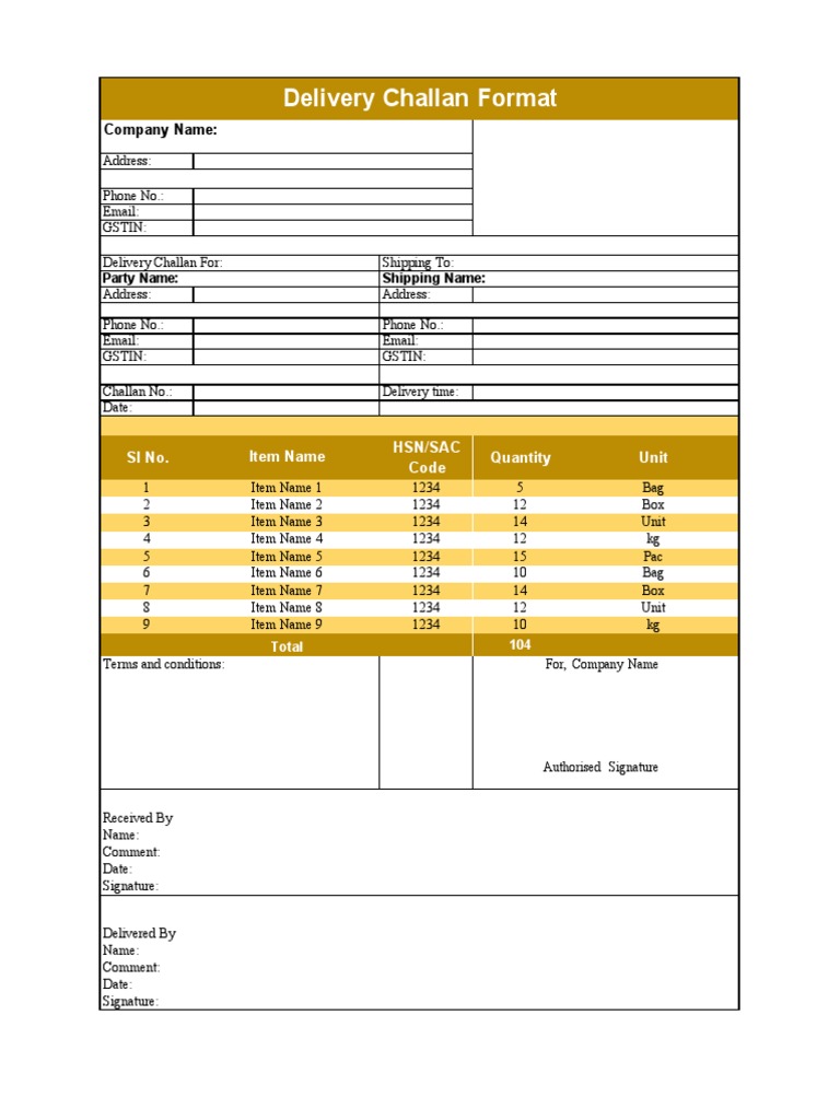 Delivery Challan in Word 2 | PDF