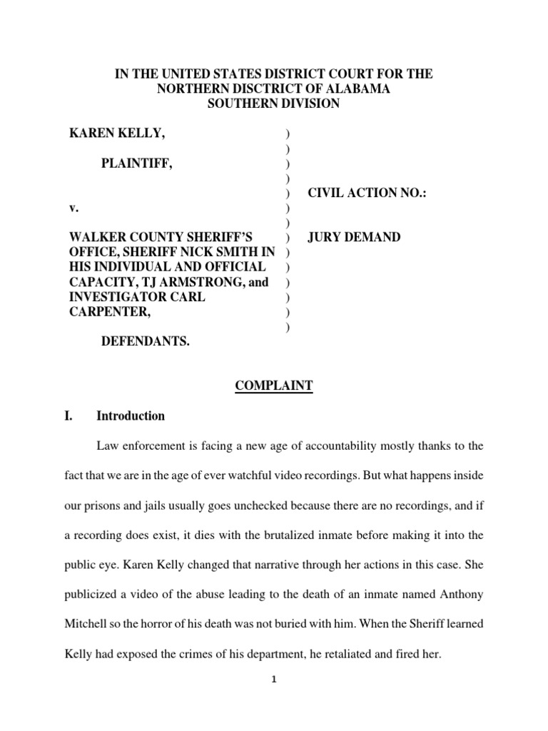 Karen Kelly v. Walker County Sheriff's Office Et Al. | PDF | Damages ...