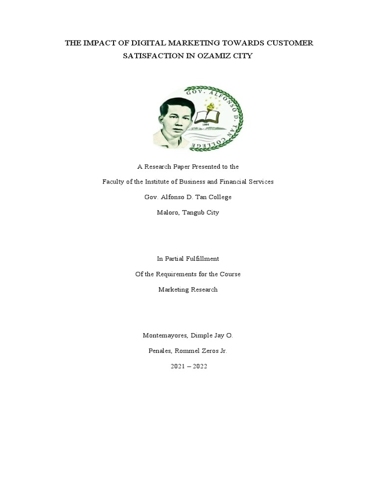 Digital Marketing's Impact on Ozamiz Satisfaction | PDF | Marketing ...