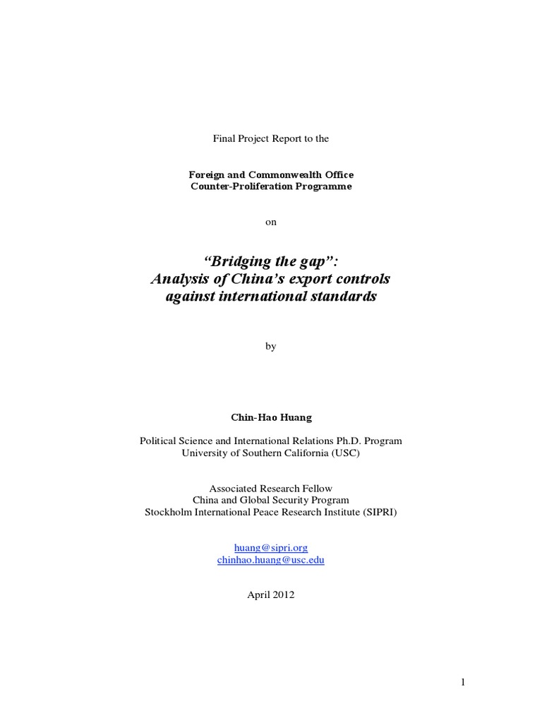 Final_FCO_Huang_Chinese_export_controls_report | PDF | China | World ...