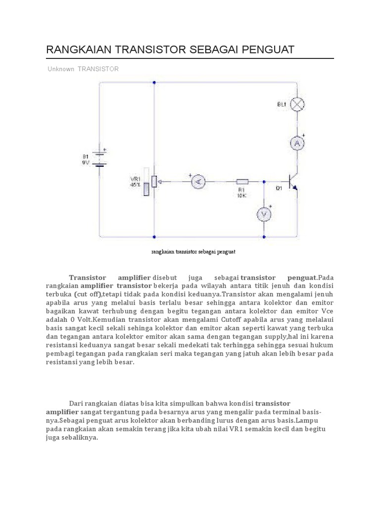Rangkaian Transistor Sebagai Penguat | PDF