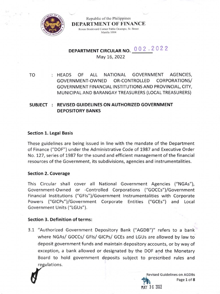 Department Circular No. 002-2022 May 16, 2022 On Revised Guidelines On ...
