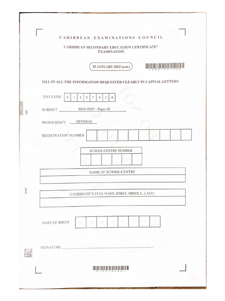 CSEC Biology January P2 2023 | PDF