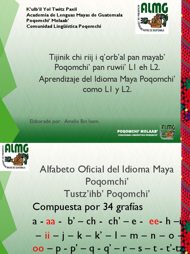 Tijinik Chi Riij I Q'orb'al Pan Mayab' Poqomchi' Pan Ruwii' L1 Eh L2 ...