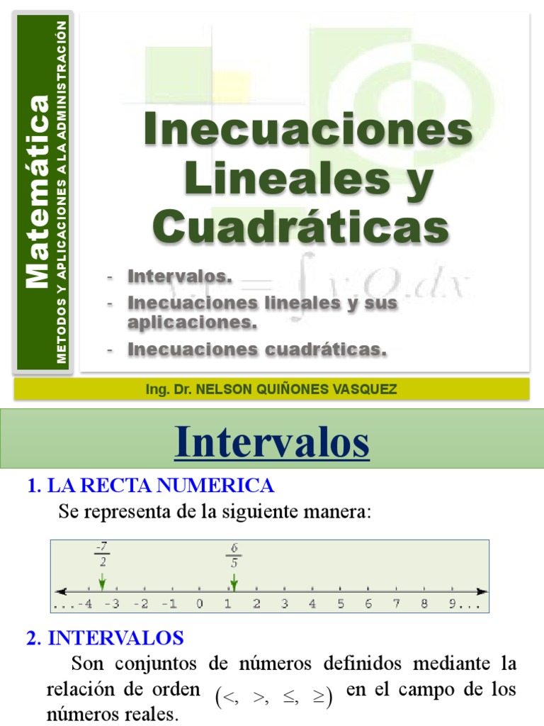 Inecuaciones Lineales y Cuadraticas | PDF | Intervalo (Matemáticas) | Ecuaciones