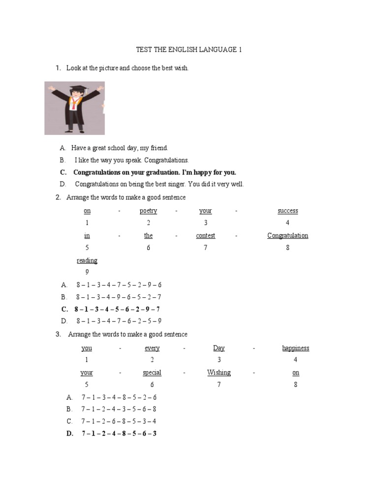 Test The English Language 1 | PDF