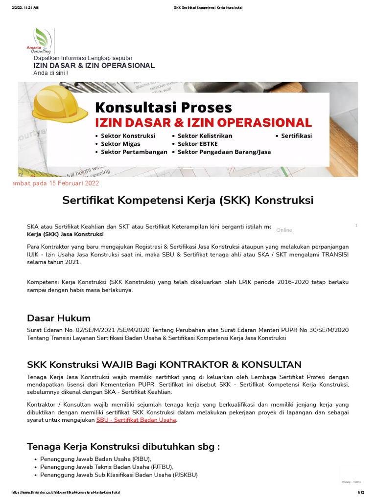 SKK Sertifikat Kompetensi Kerja Konstruksi | PDF