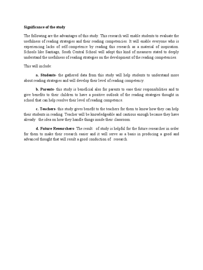 Significance of The Study | PDF