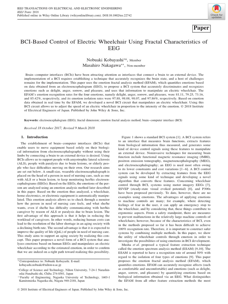 BCI-Based Control of Electric Wheelchair Using Fractal Characteristics of | PDF ...