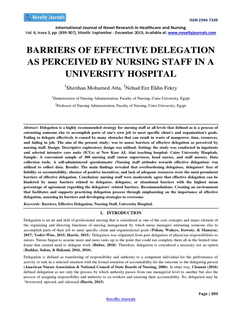 Barriers of Effective Delegation-2108 | PDF | Nursing | Statistics