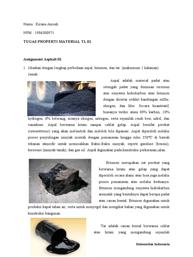 Perbedaan Aspal, Bitumen, Tar | PDF | Sains & Matematika
