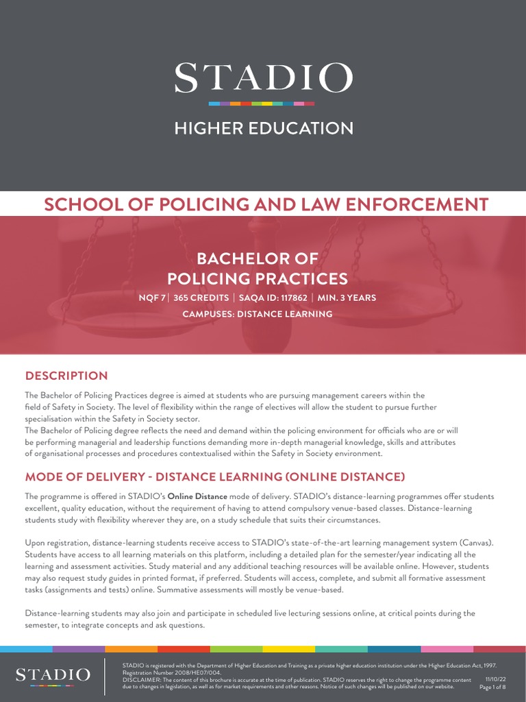 DL Bachelor of Policing Practices Infopack (New Look) | PDF | Distance ...