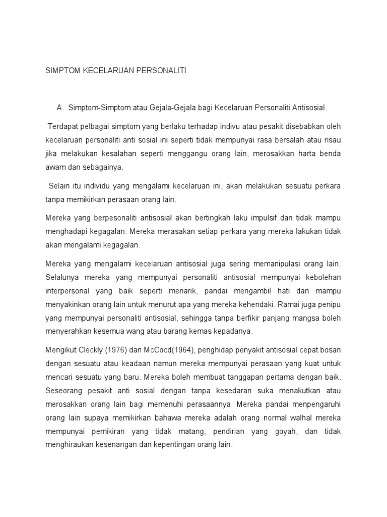 Kecelaruan Personaliti | PDF