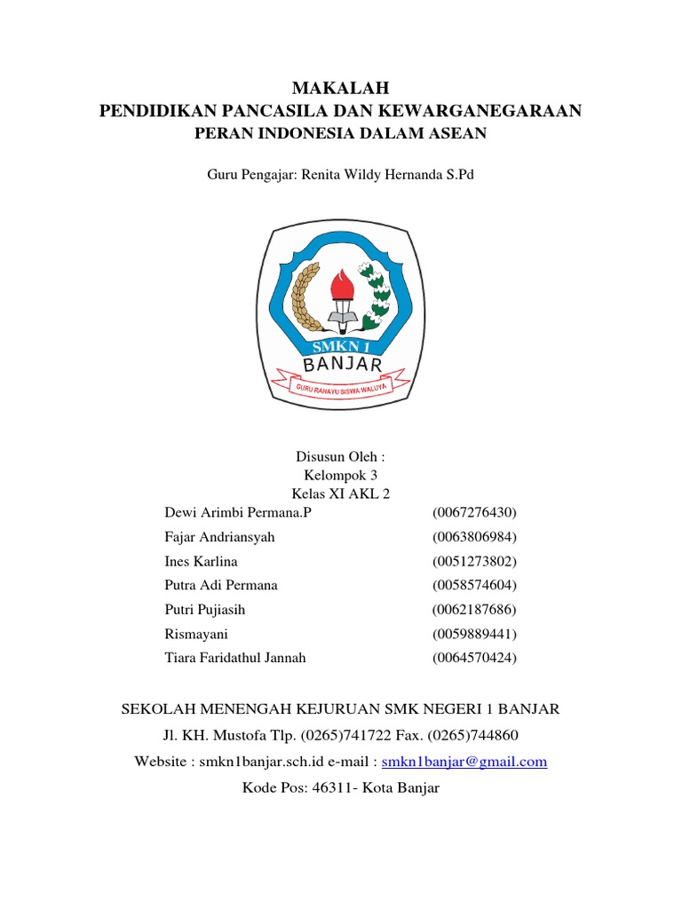 Makalah PKN Peran Indonesia Dalam Asean | PDF