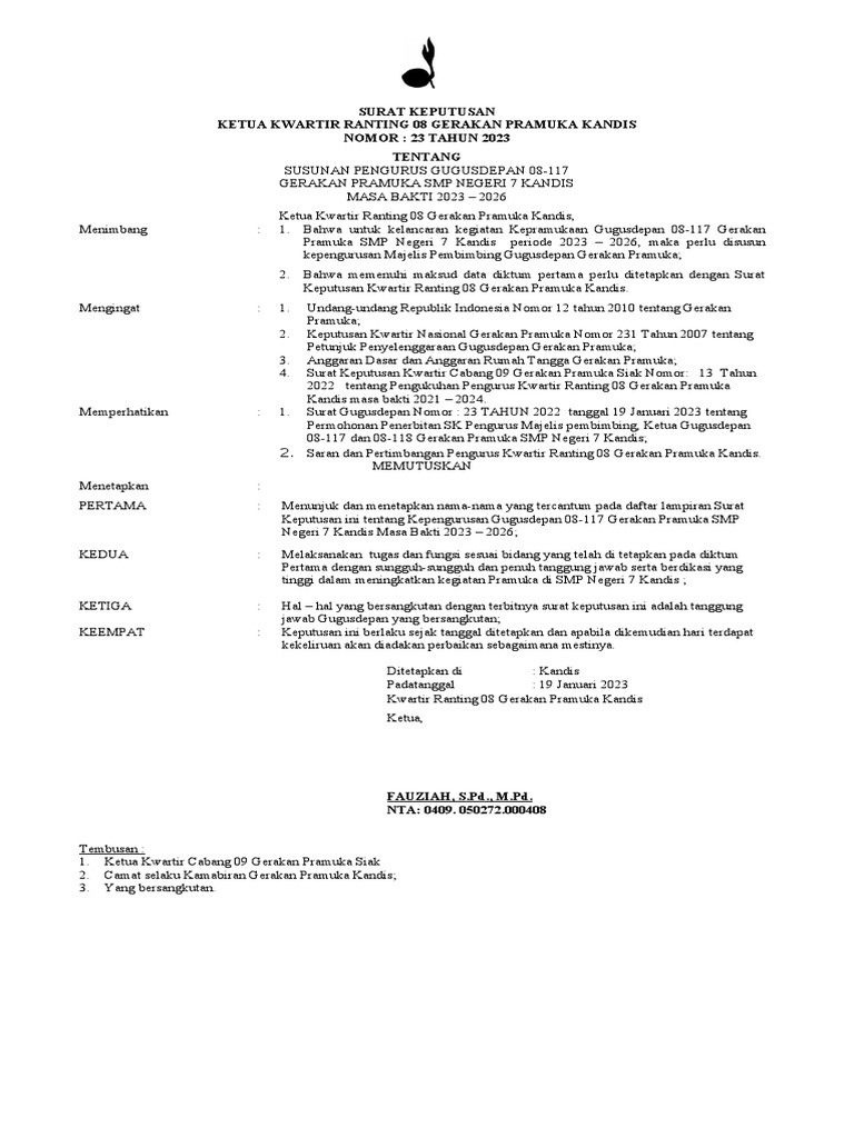 SK Peng Gudep, MABI, BPK | PDF