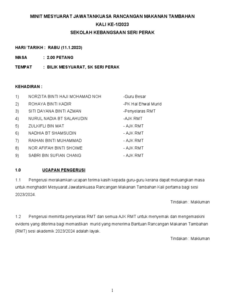 Minit RMT 1 | PDF
