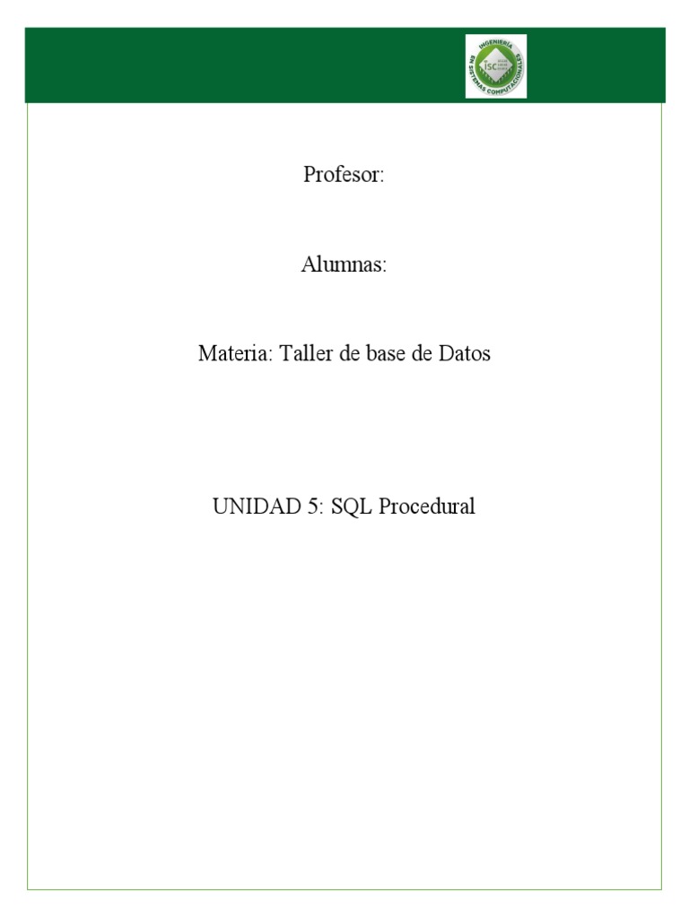 SQL Procedural Unidad 5 | PDF | SQL | Ingeniería Informática