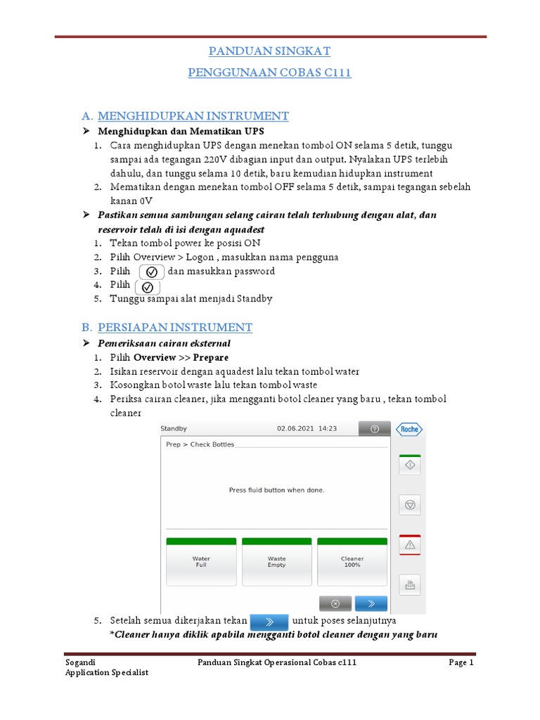 Print - Panduan Singkat Cobas C111 - V2.0 | PDF