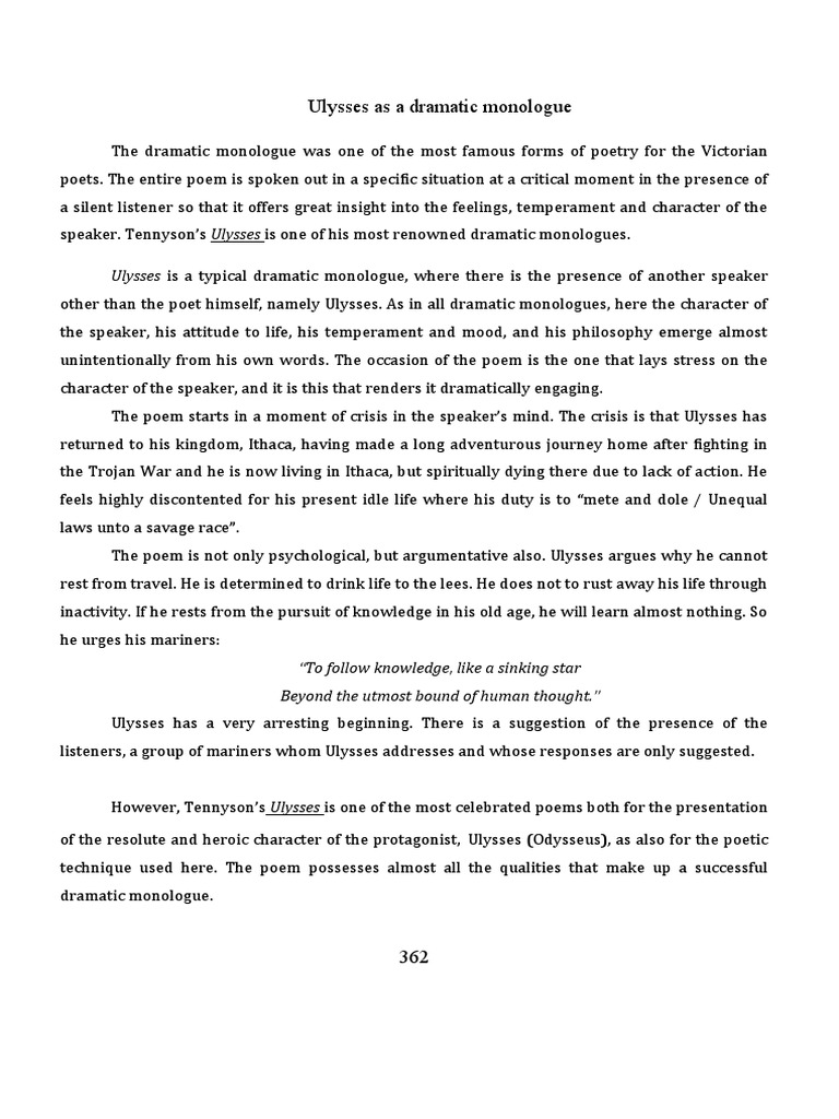 Ulysess Dramatic Monologue | PDF