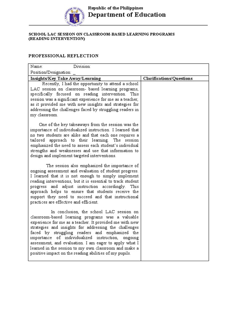 Reflection School Lac Session Angel Glez | PDF | Teachers | Bible