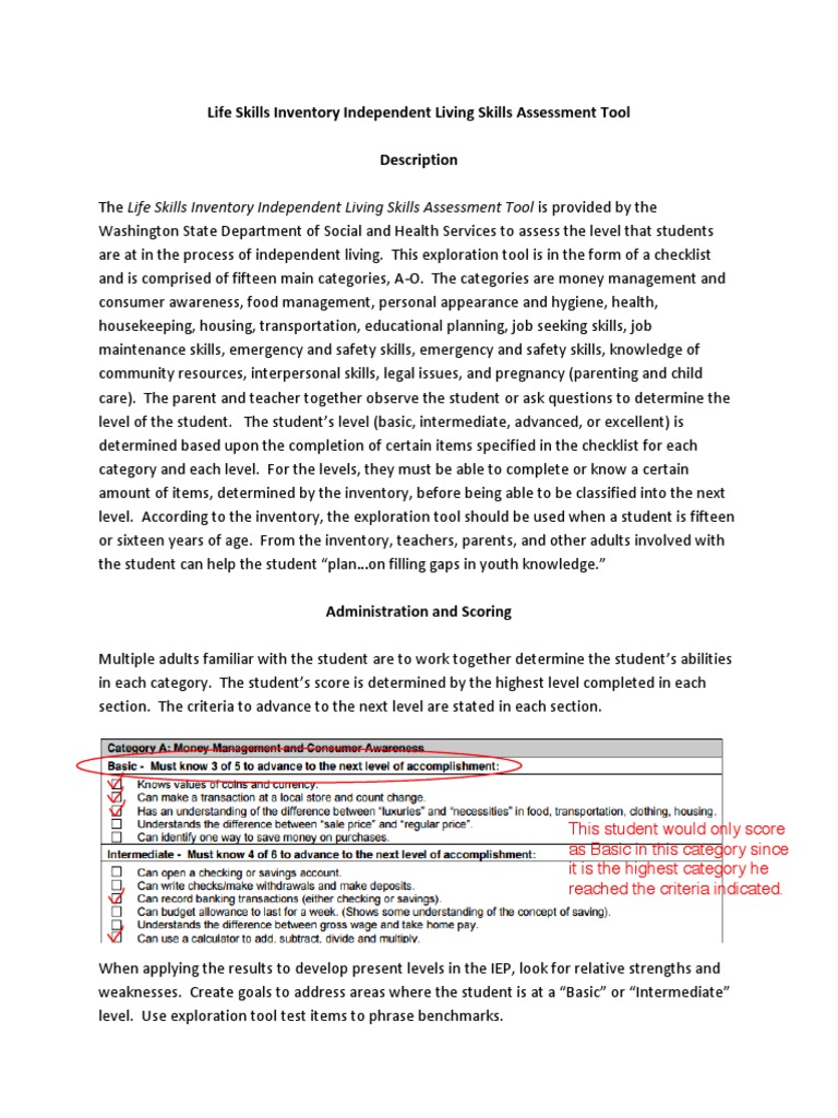 Life Skills Inventory | PDF | Job Interview | Child Care