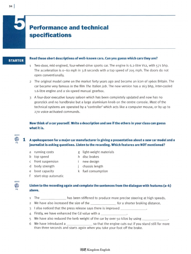 Lesson 5 Performance and Technical Specifications | PDF