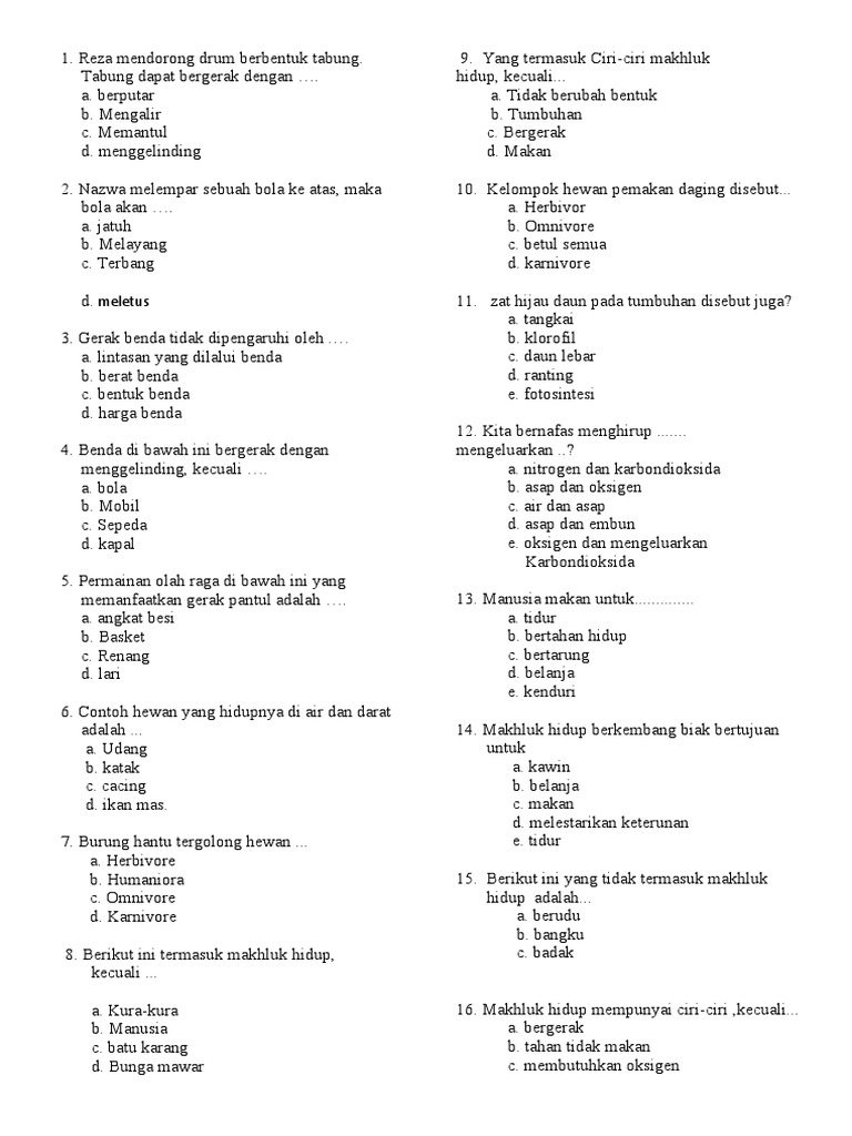Soal Sains Ipa 3 | PDF