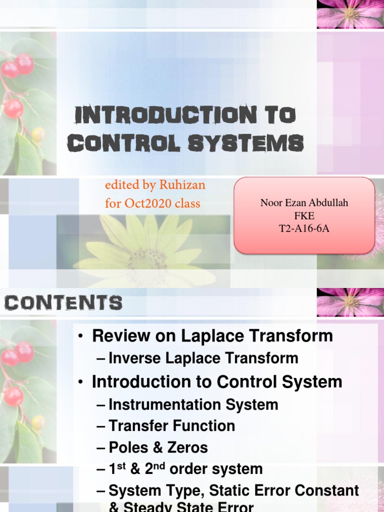 2.INTRO TO CTRL SYS - Oct2020 - Ruhizan Edit | PDF | Laplace Transform | Control Theory