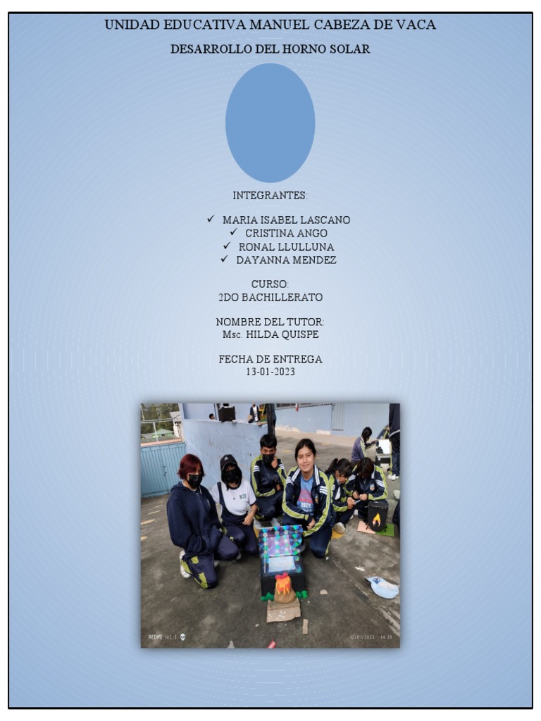 Proyecto de Horno Solar Escolar | PDF | Papel | Aluminio