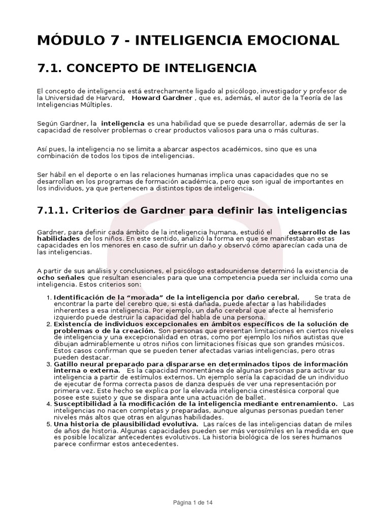 Modulo 7 Inteligencia Emocional Pdf Las Emociones Inteligencia
