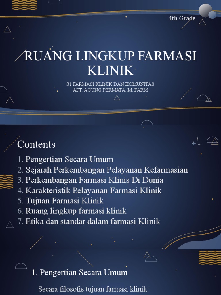 Ruang Lingkup Farmasi Klinik dan Tujuannya | PDF