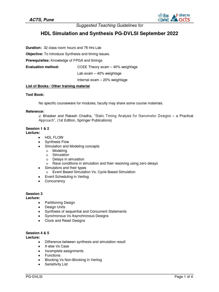 HDL Simulation and Synthesis | PDF | Hardware Description Language | Logic Synthesis